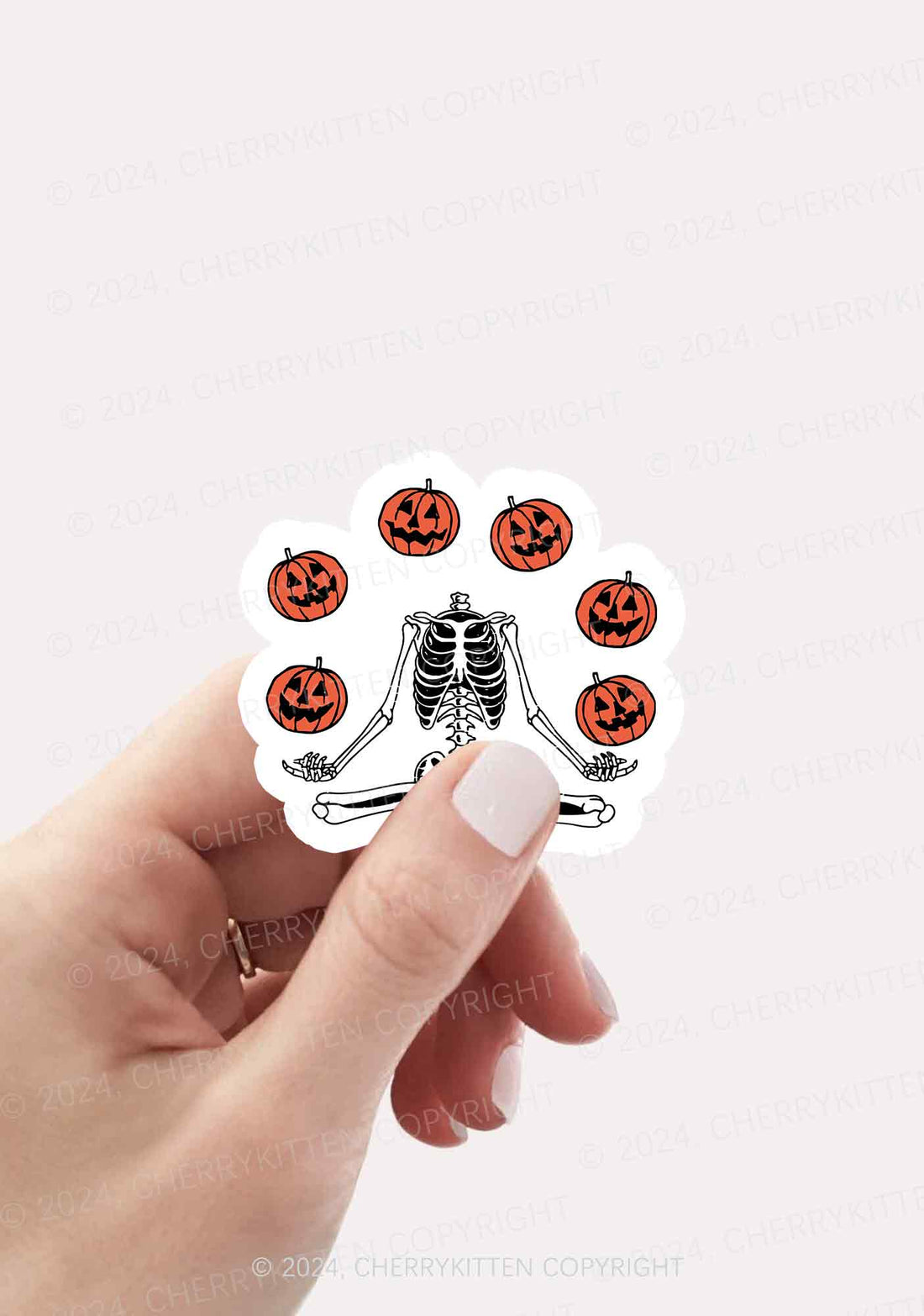 Cherrykitten Halloween Pumpkin Head Skeleton 1Pc Y2K Sticker ...