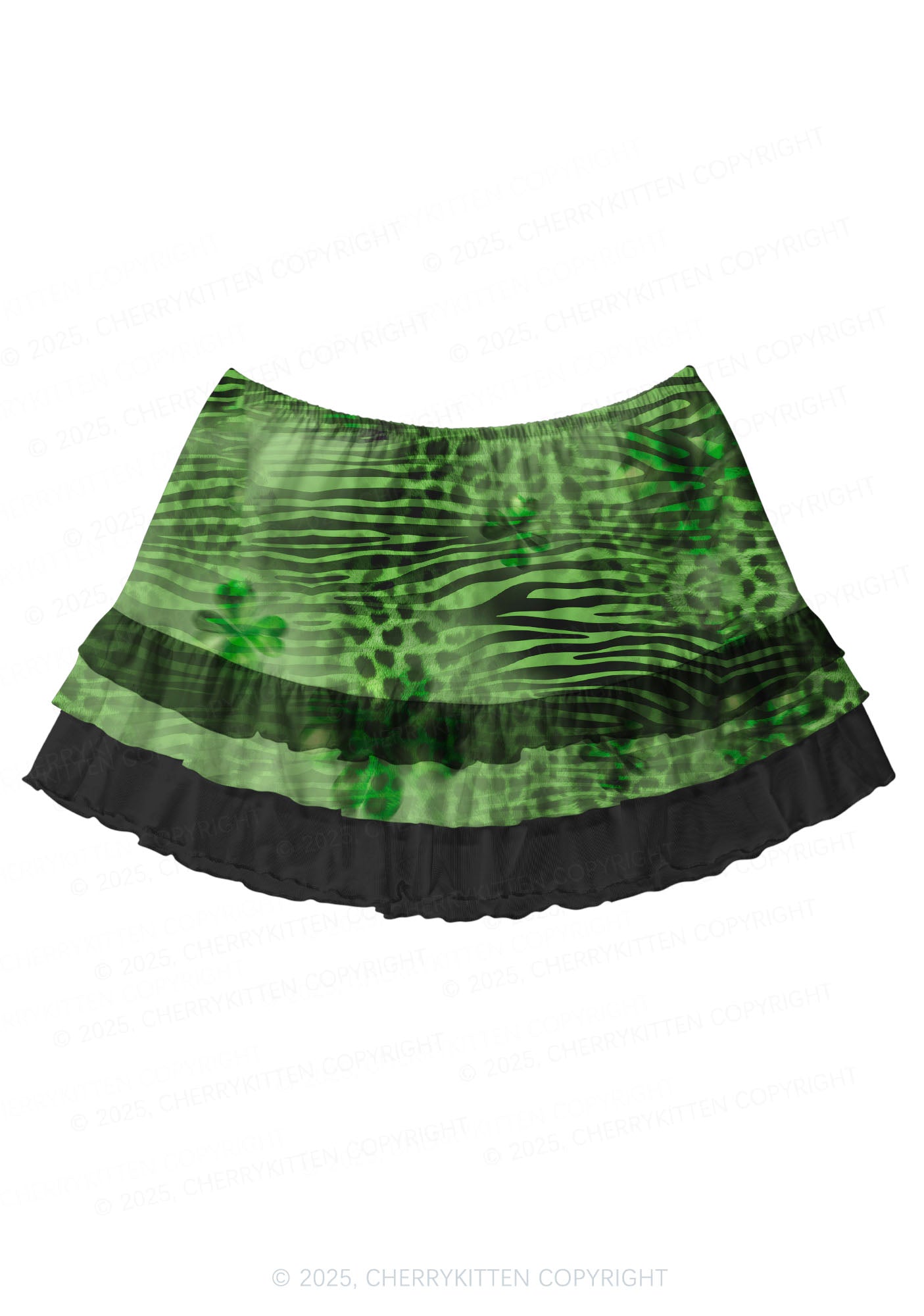 Cherrykitten Shamrock Green Leopard St Patricks Y2K Print Mini Layered ...