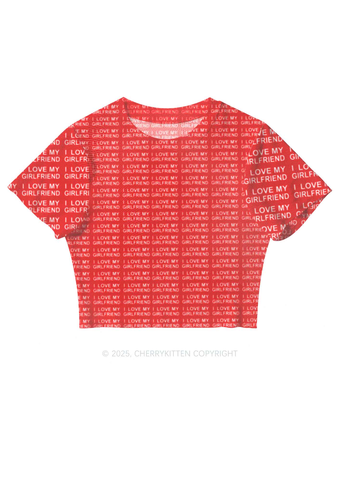 Cherrykitten I Love My Girlfriend Y2K Mesh Crop Top Cherrykitten for Sale