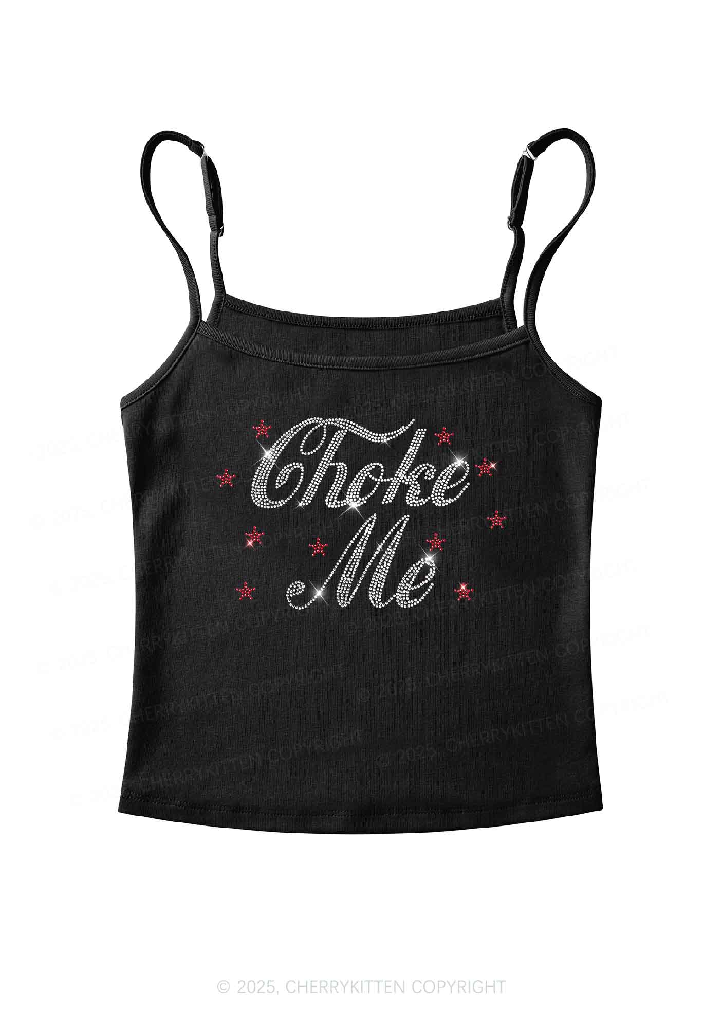 Cherrykitten Rhinestone Choke Me Y2K Spaghetti Strap Cami Cherrykitten ...