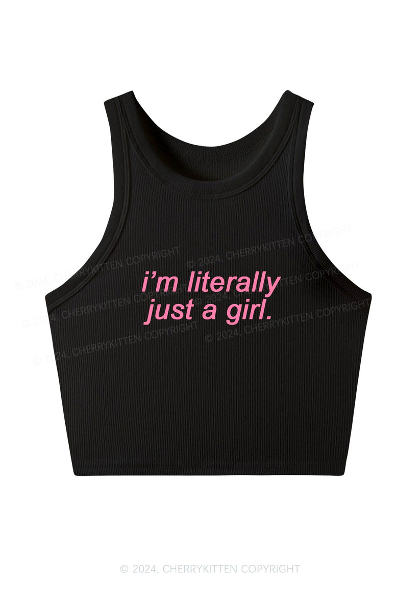 Cherrykitten Literally Just A Girl Y2K Crop Tank Top Cherrykitten for Sale