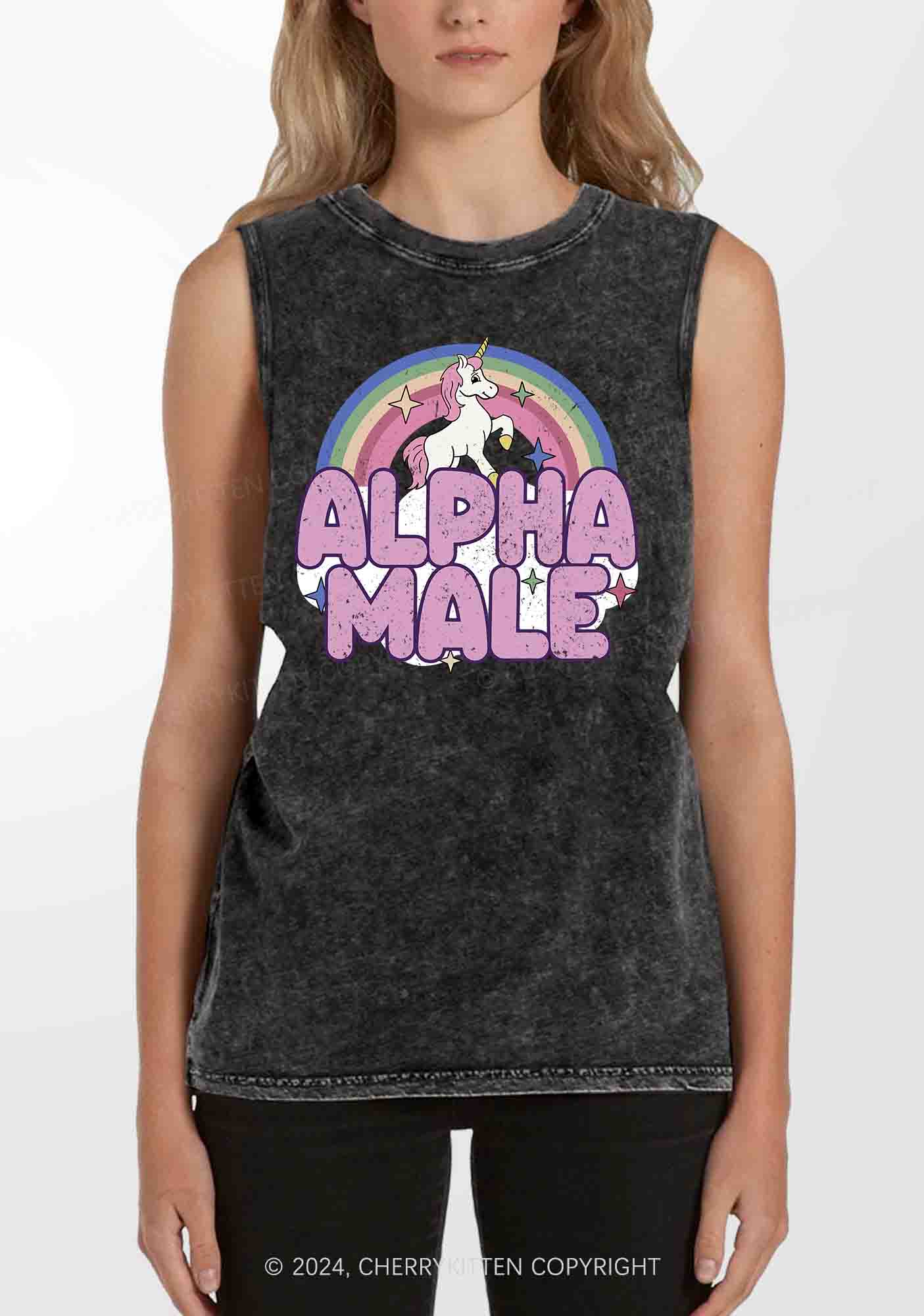 Cherrykitten Rainbow Unicorn Alpha Male Y2K Washed Tank Cherrykitten ...