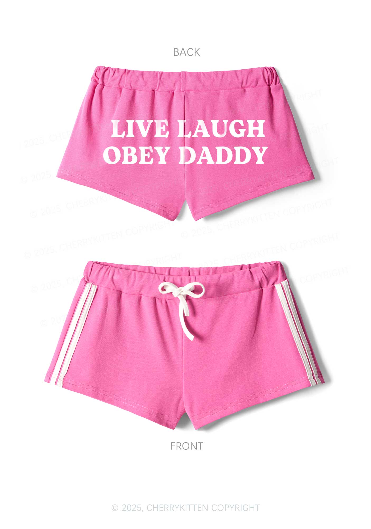 Cherrykitten Live Laugh Obey Daddy Y2K Drawstring Mini Shorts ...