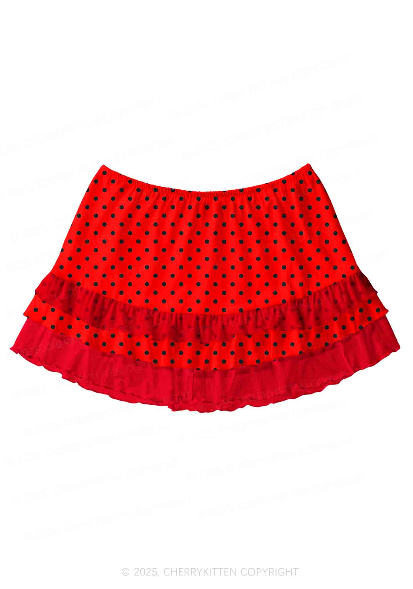 Cherrykitten Black Dots On Red Valentine's Day Y2K Print Mini Layered ...