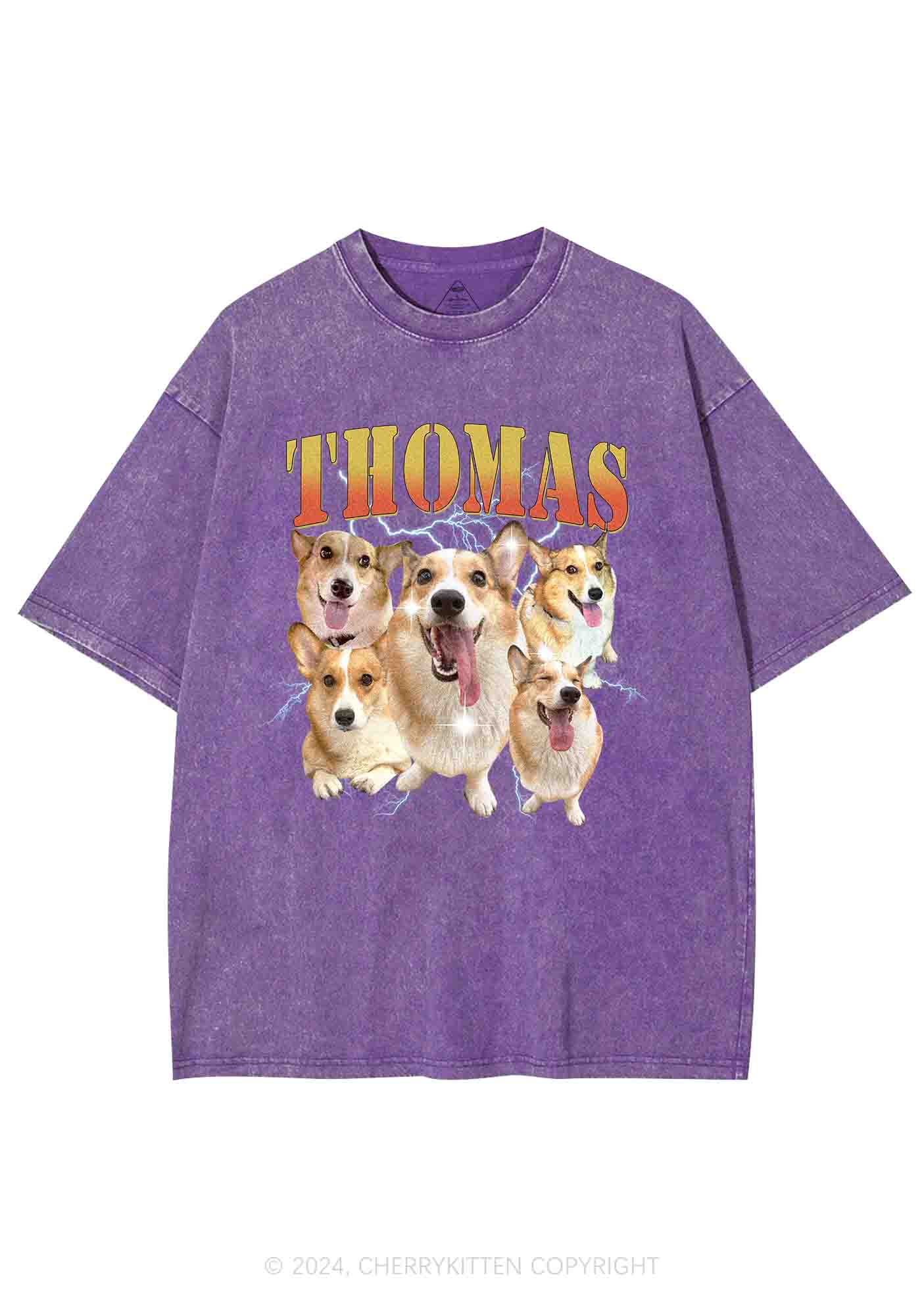 Cherrykitten Custom Pet Photo Y2K Washed Tee Cherrykitten for Sale