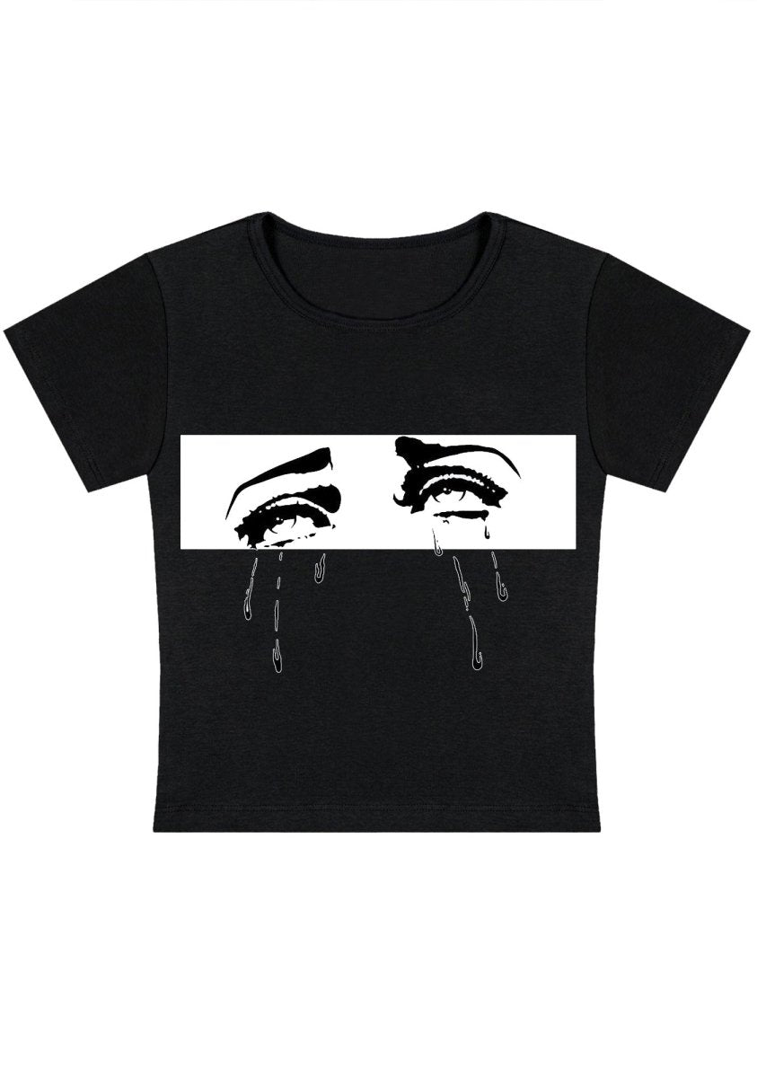 Cherrykitten Crying Face Crying Body Y2k Baby Tee for Sale